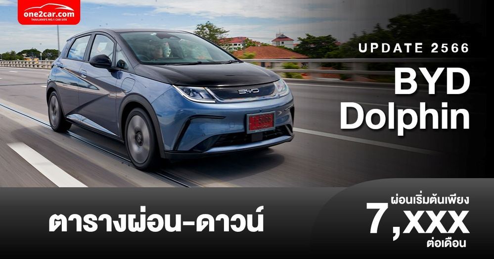 ตารางผ่อน BYD Dolphin 2023 เริ่มต้น 7,XXX บาท - ราคาและตารางผ่อน | One2car